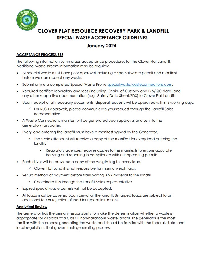 Clover Flat Resource Recovery Park - Upper Valley Disposal Services